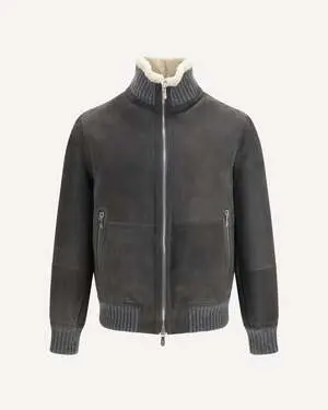 Brunello Cucinelli Shearing Jacket With Zip And High Neck Mae