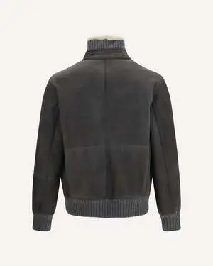 Brunello Cucinelli Shearing Jacket With Zip And High Neck Mae