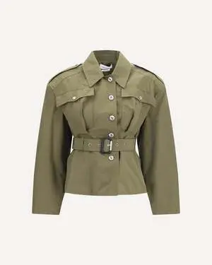 Alexander McQueen Cropped Belted High-neck Jacket