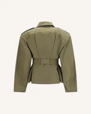 Alexander McQueen Cropped Belted High-neck Jacket