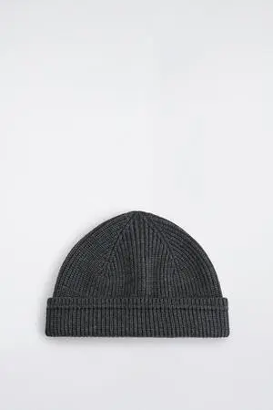 Cos Ribbed Wool-cotton Fisherman Beanie - Gray