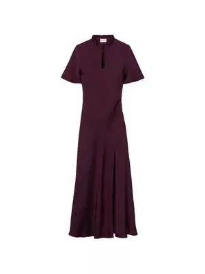 Claudie Pierlot Ruffled High Neck Midi Dress - Red