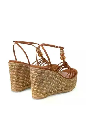 JIMMY CHOO Lemi 100 Bead-embellished Espadrille Wedges