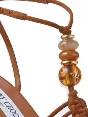 JIMMY CHOO Lemi 100 Bead-embellished Espadrille Wedges