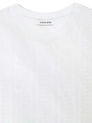 ANINE BING Moni Crop Tank In Open Knit With Lace Detailing