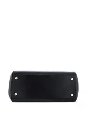 Fendi Dotcom Convertible Whipstitch Leather Satchel - Black