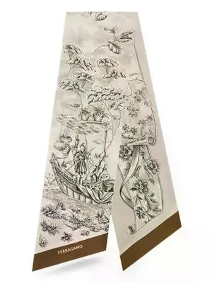 FERRAGAMO Voyage-print Silk Scarf - Neutrals