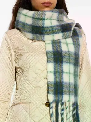 Burberry Check-pattern Fringed Scarf - White