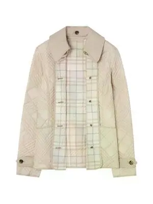 Burberry Quilted Nylon Fernleigh Jacket With Detachable Leather Collar