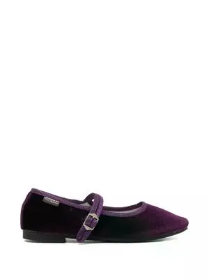 ROCKFISH Velvet Buckle-fastening Ballet Flats - Purple