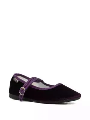 ROCKFISH Velvet Buckle-fastening Ballet Flats - Purple