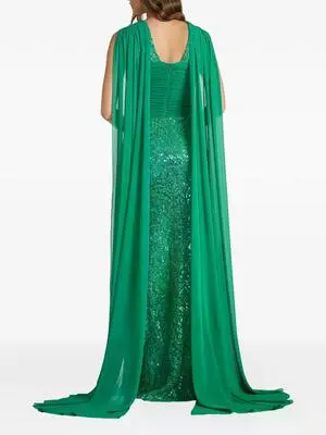 Tadashi Shoji Sequin Embellished Cape Sleeve Dress
