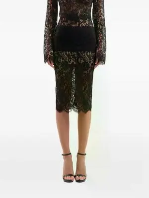 IMROSKA Lace-panelled Pencil Midi Skirt