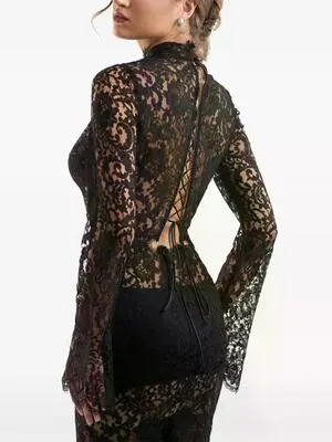 IMROSKA Lace-panelled Pencil Midi Skirt