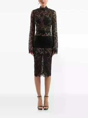 IMROSKA Lace-up Floral-lace Blouse