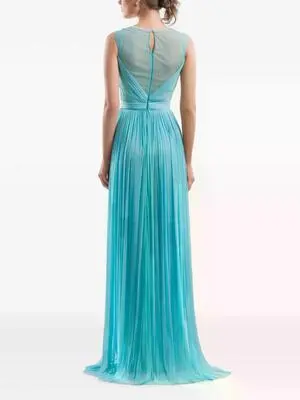 IMROSKA Pleated Side-slit Maxi Dress