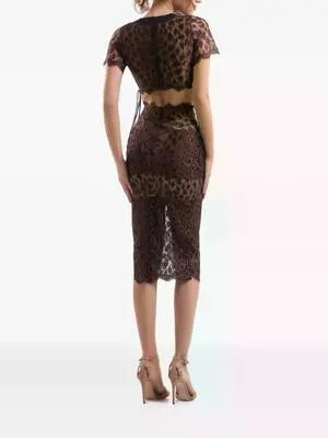 IMROSKA Leopard-print Lace-up Cropped Blouse