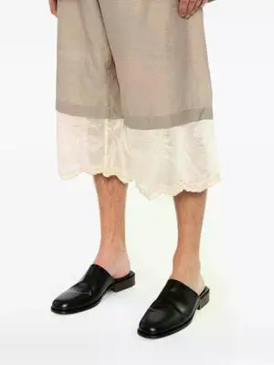 Our Legacy Beige Grid Pattern Floral Lace Frill Shorts