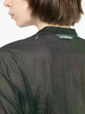 AND WANDER Sheer Ripstop Band Collar Shirt