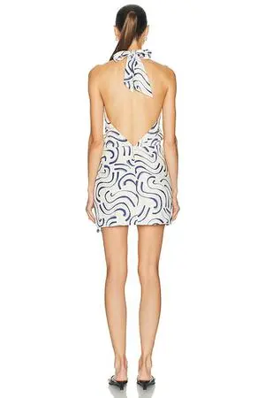 Alexis Sirenza Dress With Halterneck And Wrap Tie - Blue Wave
