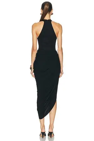 Cult Gaia Sutton Ruched Slit Dress With Gold Hardware