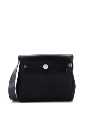 Hermès 20 Herbag Zip Toile And Leather - Black