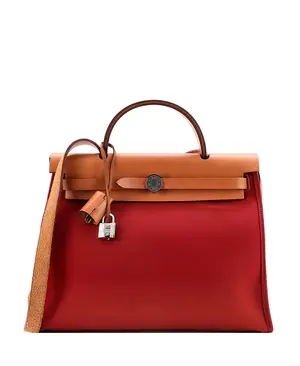 Hermès 31 Herbag Zip Leather And Toile - Red