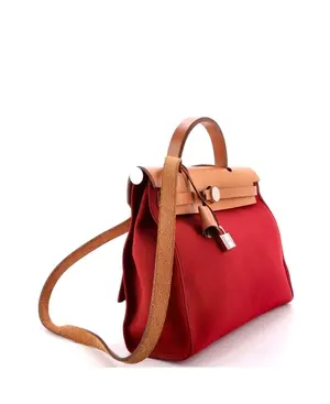Hermès 31 Herbag Zip Leather And Toile - Red