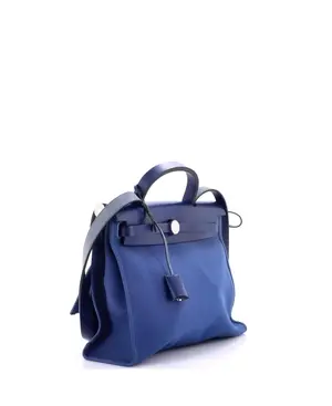 Hermès 31 Herbag Zip Leather And Toile - Blue