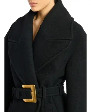 Balmain Belted Wool Pea Coat