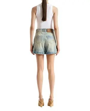 Balmain Topstitched Denim Shorts