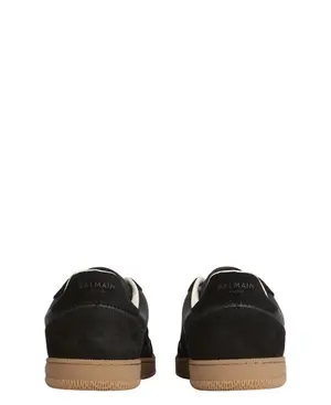 Balmain Swan Suede And Smooth Leather Trainers - Black