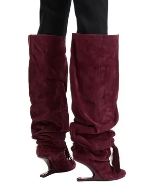 Balmain Suede Thigh-high Boots With Tassel Detail