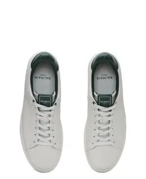 Balmain B-court Smooth Leather Trainers - Green