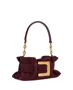 Balmain Anthem Mini Suede Leather Bag - Red