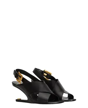 Balmain Anthem Smooth Leather Sandals - Black