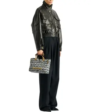 Balmain 1945 Soft Tweed Tote Bag - Black