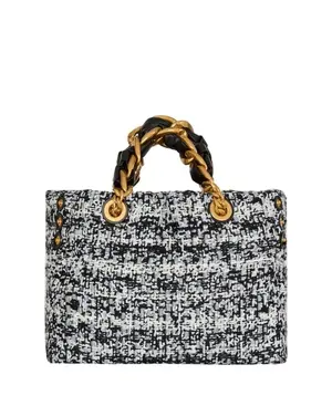 Balmain 1945 Soft Tweed Tote Bag - Black