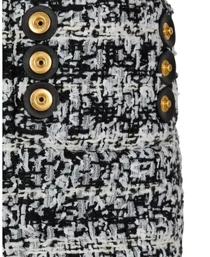 Balmain 1945 Soft Tweed Tote Bag - Black