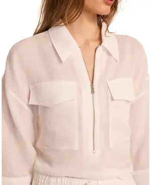 Mint Velvet Ramie Zip Bomber Blouse