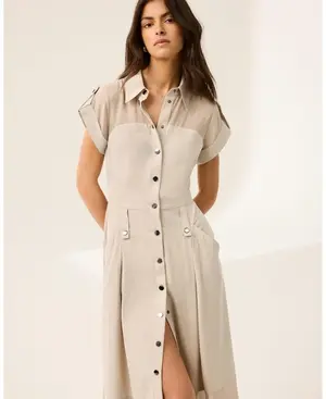 Mint Velvet Utility Midi Dress With Sheer Panelling