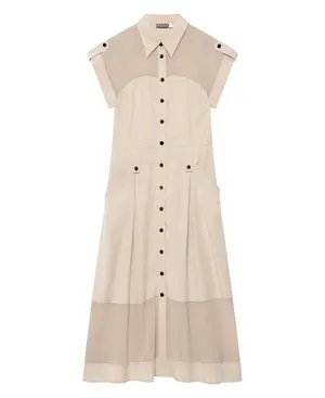 Mint Velvet Utility Midi Dress With Sheer Panelling
