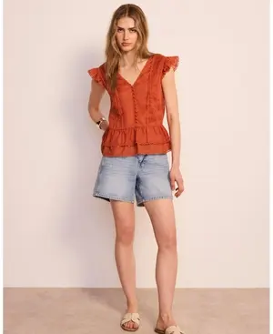 Mint Velvet Ramie Ruffle Detail Blouse
