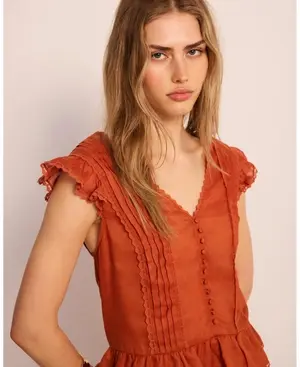 Mint Velvet Ramie Ruffle Detail Blouse