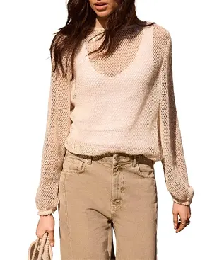 Mint Velvet Sequin Embellished Layered Balloon Sleeve Top - Neutral