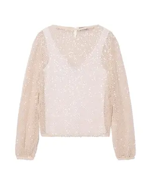 Mint Velvet Sequin Embellished Layered Balloon Sleeve Top
