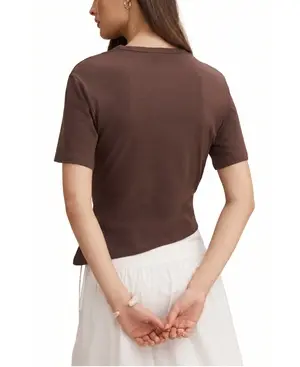 EVER NEW Boxy Crewneck T-shirt - Bark