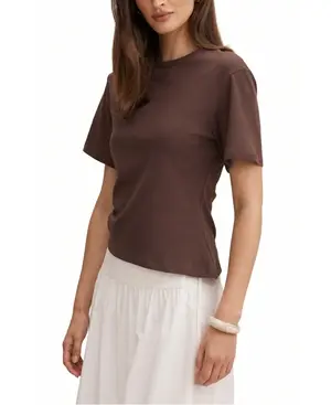 EVER NEW Boxy Crewneck T-shirt - Bark