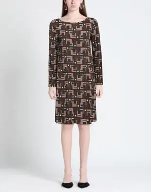 Malìparmi Multicolor Geometric Print Crewneck Long Sleeve Mini Dress
