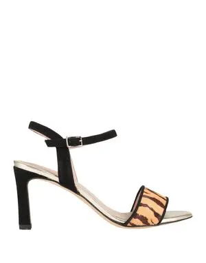 Menbur Zebra-print Calf Hair And Suede Sandals With Geometric Heel